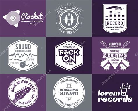 Set Of Vector Music Production Logo Musical Label Icons Music Patch And Emblem Print Or