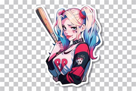 Cute Harley Quinn With Bat Comics Sticker Comics Png Stickers