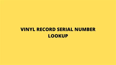 Vinyl Record Serial Number Lookup All For Turntables