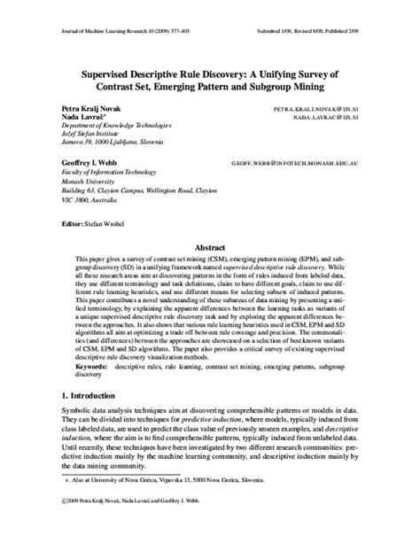 Pdf Supervised Descriptive Rule Discovery A Unifying Survey Of
