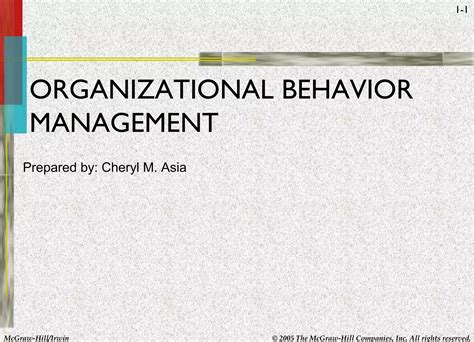 Organizational Behavior Management Introduction Ppt