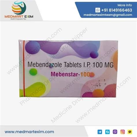 100 Mg Mebenstar Mebendazole Tablet For Oral Packaging Type Strip At