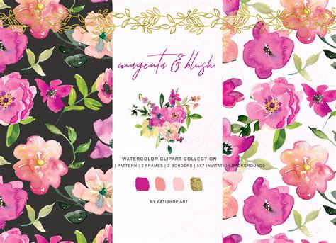 Watercolor Magenta And Blush Floral