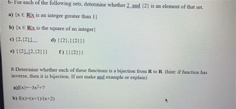 Solved 6 For Each Of The Following Sets Determine Whether