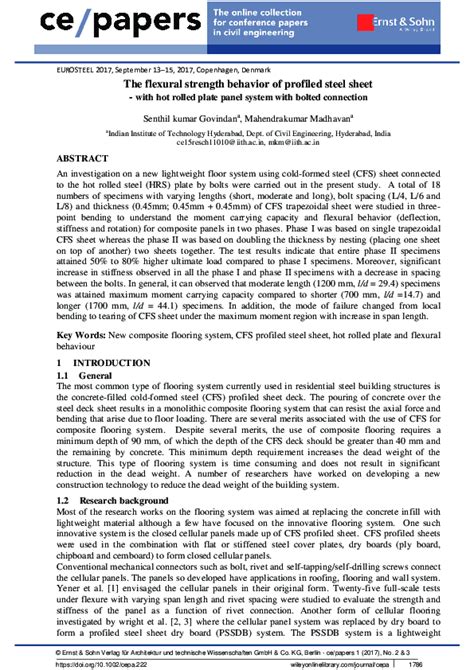 Pdf The Flexural Strength Behavior Of Profiled Steel Sheet With Hot Rolled Plate Panel