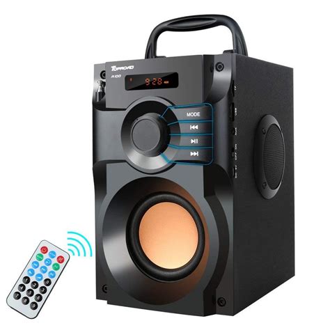 TOPROAD A Portable Bluetooth Speaker Wireless Stereo Bass Subwoofer With FM Radio Remote