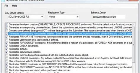 Free Tool Replication Schema Option Translator