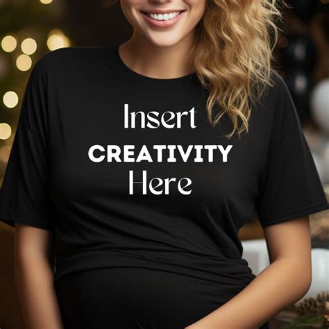 Gildan 64000 Pregnant Mockup Maternity Mockup Black Shirt Mock Up