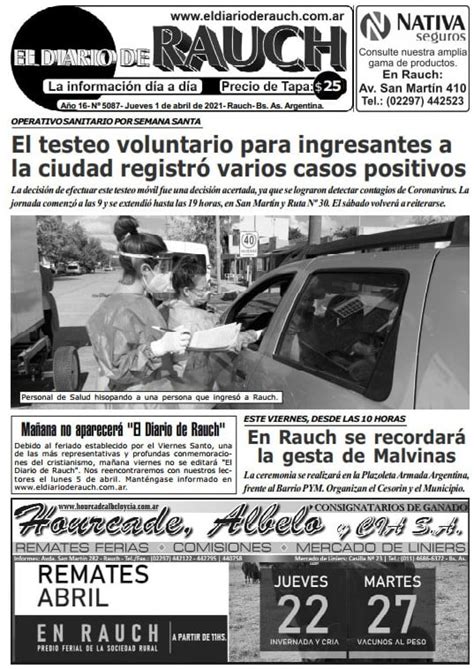 🆗 El Diario De Rauch En Su Edición El Diario De Rauch