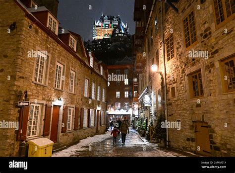 Christmas Lights And Decorations Are Seen In The Old Historic Quartier