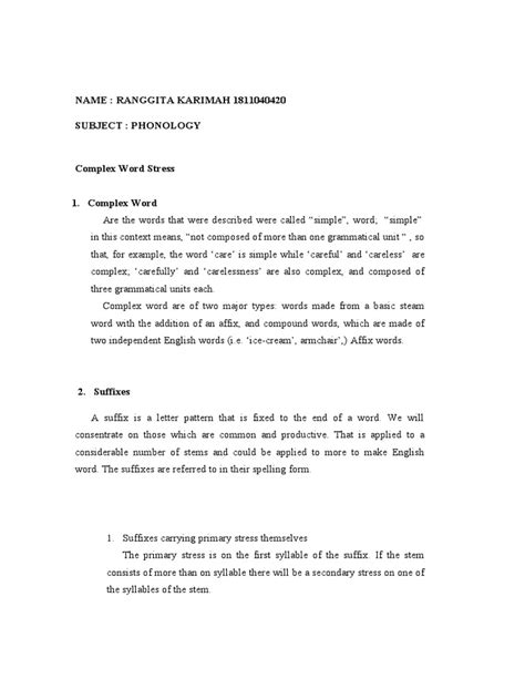 Complex Word Suffixes Prefix Download Free Pdf Stress