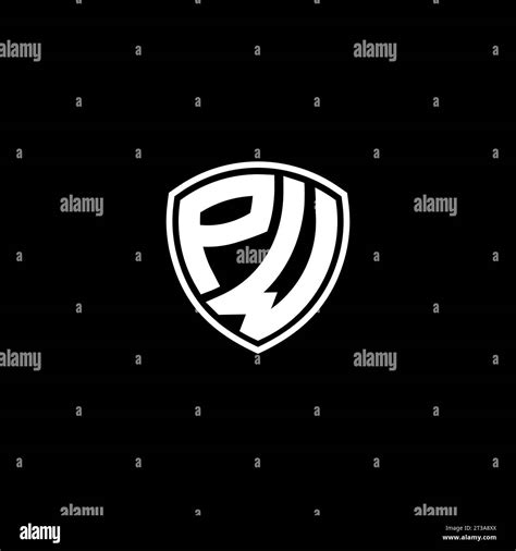 Pw Logo Monogram Emblem Style With Shield Shape Design Template Ideas
