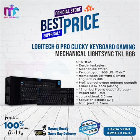 Jual Logitech G Pro Clicky Keyboard Gaming Mechanical Lightsync Tkl Rgb Shopee Indonesia