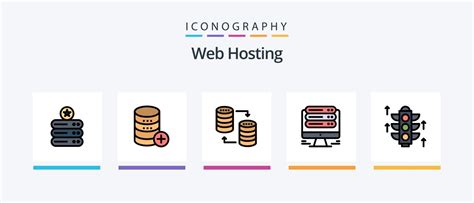 Web Hosting Line Filled 5 Icon Pack Including Server Server Folder Creative Icons