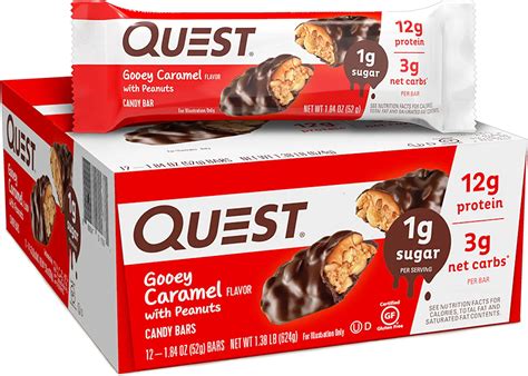 Quest Candy Bars Gooey Caramel With Peanuts 12 Bars The Supplement Shop