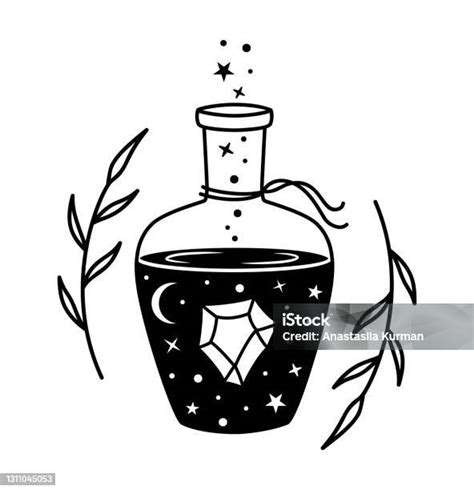 巫術藥水瓶向量博霍設計神秘的剪影插圖向量圖形及更多魔法藥水圖片 魔法藥水 女巫 瓶 Istock