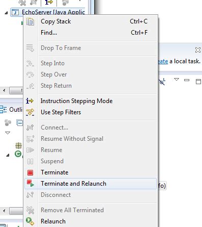 Java Restart An Application In Eclipse Stack Overflow