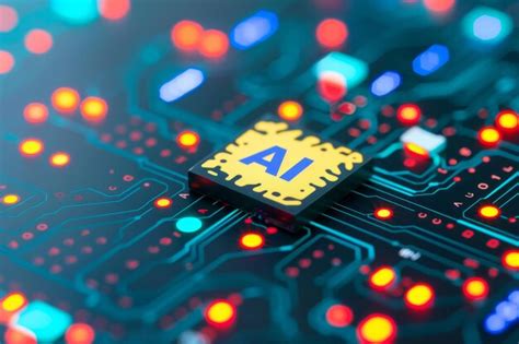 Ai Microchip On Colorful Circuit Board Symbolizing Advanced Artificial Intelligence And