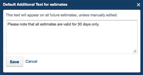 Add Default Text To An Estimate English Us Sandbox