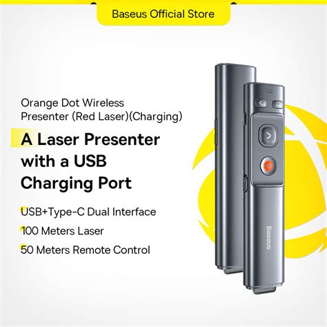 Baseus Red Laser Remote Controller Presenter Wireless Pen 2 4ghz Type C