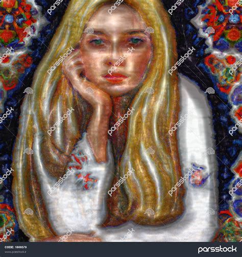 دختر زیبا با دست زیر چانه 1609579