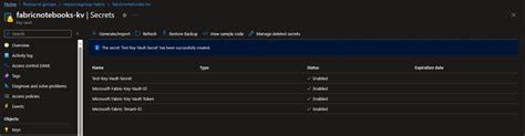 secrets in azure key vault with fabric notebooks