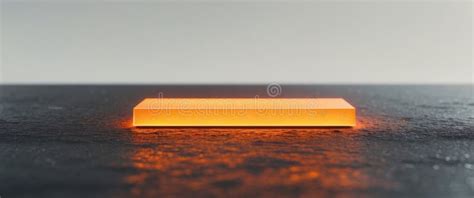 Illuminated Orange Rectangle On Dark Textured Surface Stock Image