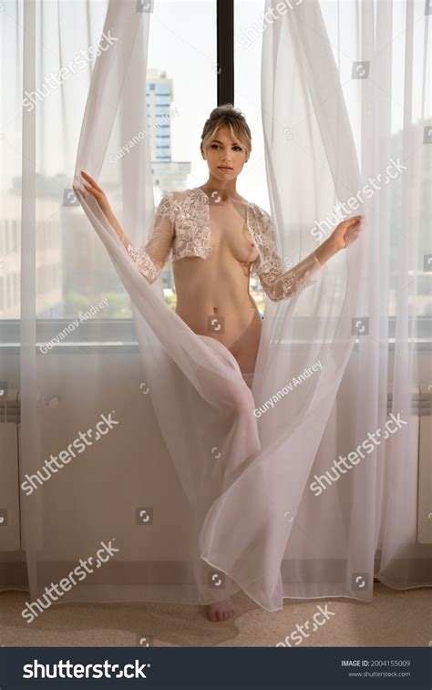 Attractive Naked Woman Hiding Behind Tulle Stock Photo Shutterstock
