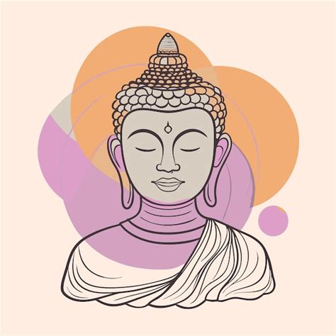 Um Desenho De Um Buda O Rosto De Um Buda Vetor Premium