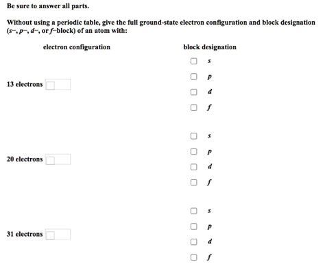 Solved Be Sure To Answer All Parts Without Using Periodic Table Give