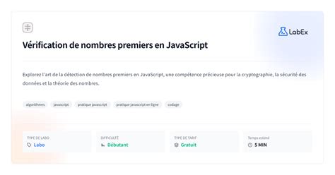 Maîtriser La Vérification De Nombres Premiers En Javascript Labex