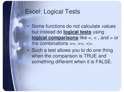 Ppt Excel Logical Tests Powerpoint Presentation Free Download Id