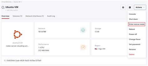 Virtual Machines Rescue Mode Virtuozzo Cloud Management Docs