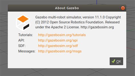 About Dialog With Versions And Links To Online Resources Issue Gazebosim Gz Sim GitHub