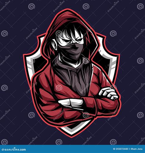Hacker Mascot For Sports And Esports Logo Hand Draw Vector Illustration