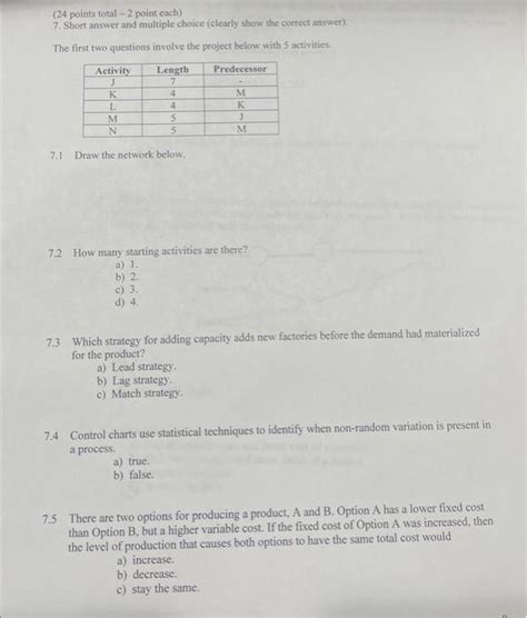 Solved 24 Points Total 2 Point Each 7 Short Answer And