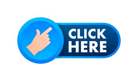click here button with hand pointer clicking vector stock illustration