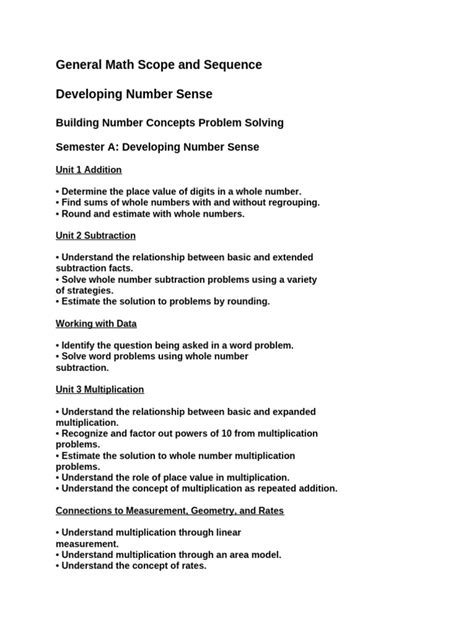 General Math Scope And Sequence Pdf Multiplication Area