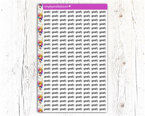 Goals Script Stickers Planner Stickers Reminder Stickers