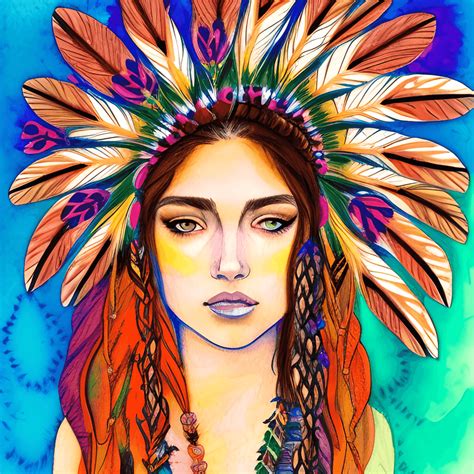 Beautiful Native American Woman Graphic · Creative Fabrica