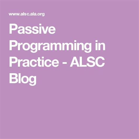 Passive Programming In Practice Passive Programs Science Programs