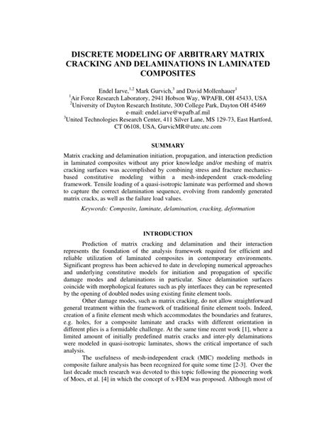 pdf discrete modeling of arbitrary matrix cracking and delaminations