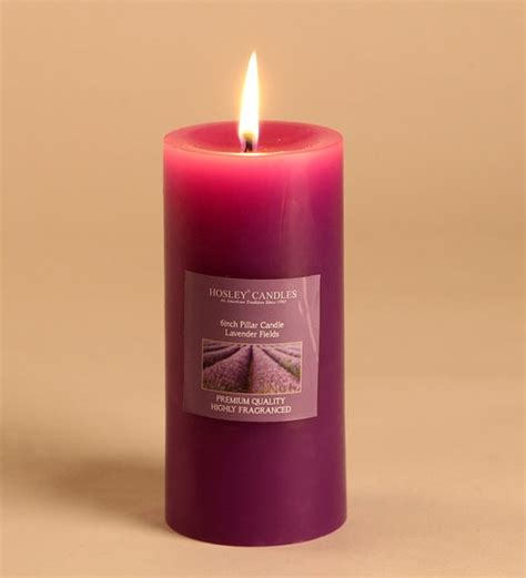 Buy Lavender Fields Highly Scented Purple Pillar Candle By Hosley
