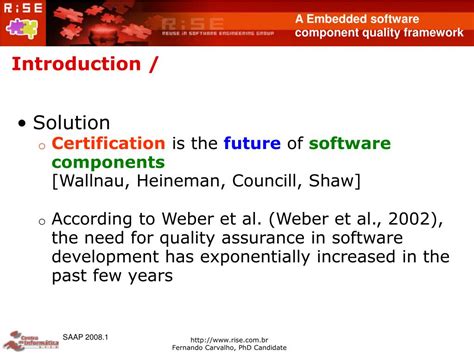ppt a embedded software component quality framework powerpoint