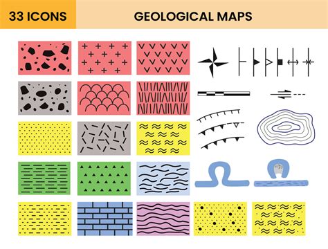 haz de geológico mapas símbolo de roca mineral y estructura 21155540