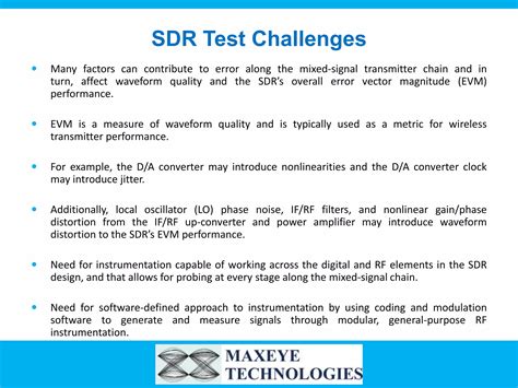 MaxEye SDR System Level Testing PPT