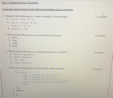 solved circle the correct answer in the following