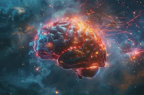 A Human Brain With Interconnected Circuits And Glowing Lines Premium Ai Generated Image