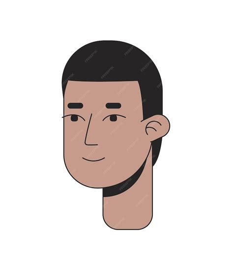 짧은 머리카락의 젊은 성인 흑인 2d 선형 만화 캐릭터 머리 버즈 커트 아프리카계 미국인 운동선수 남자 고립된 선 ⁇ 터 사람 얼굴 ⁇ 배경 겸손한 십대 색상 평평한 점