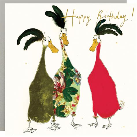 Happy Birthday Ducks Gold Foil Card Anna Wright Ltd